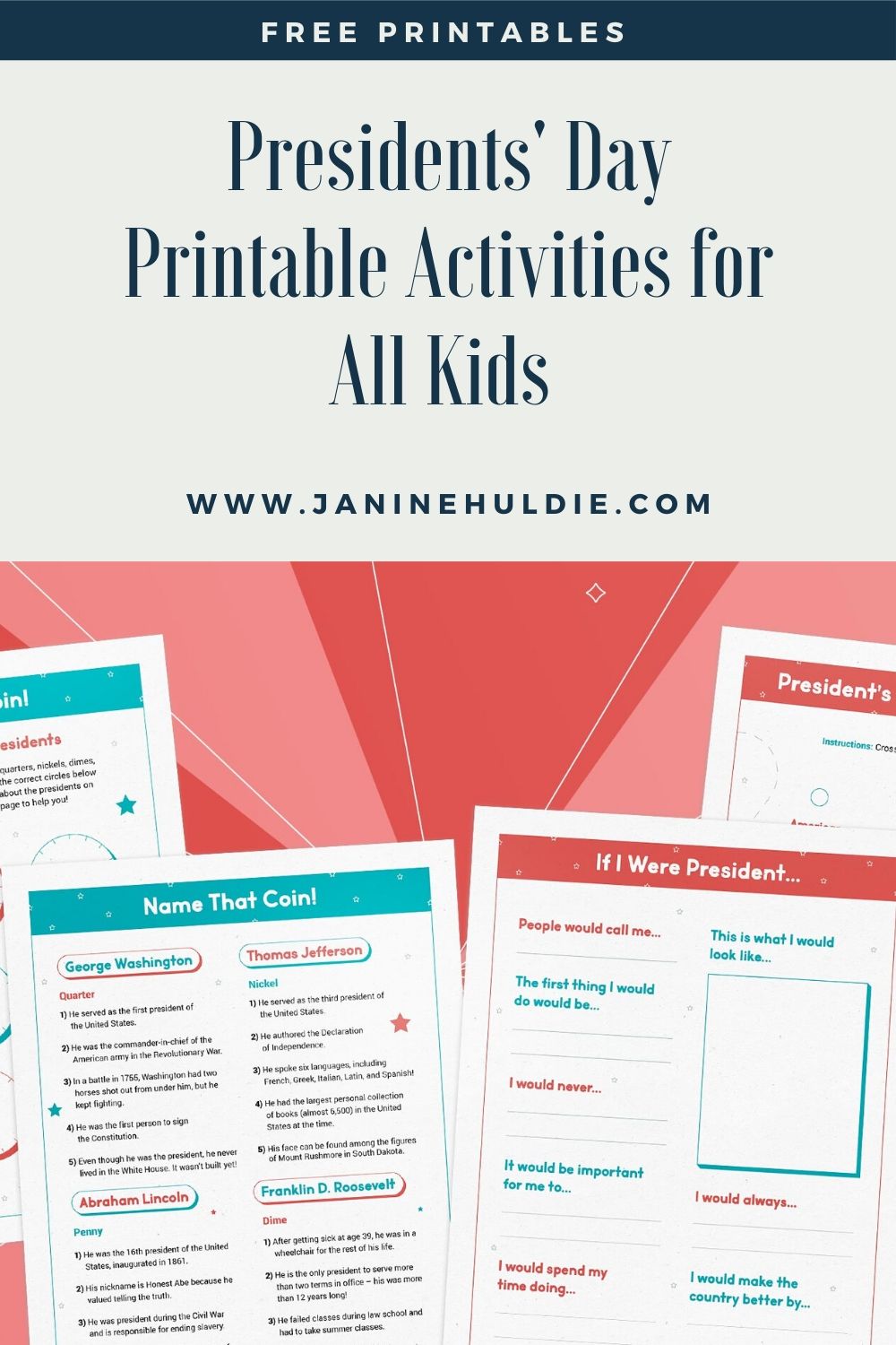 Presidents’ Day Printable Activities for Kids - Just a Mom's World
